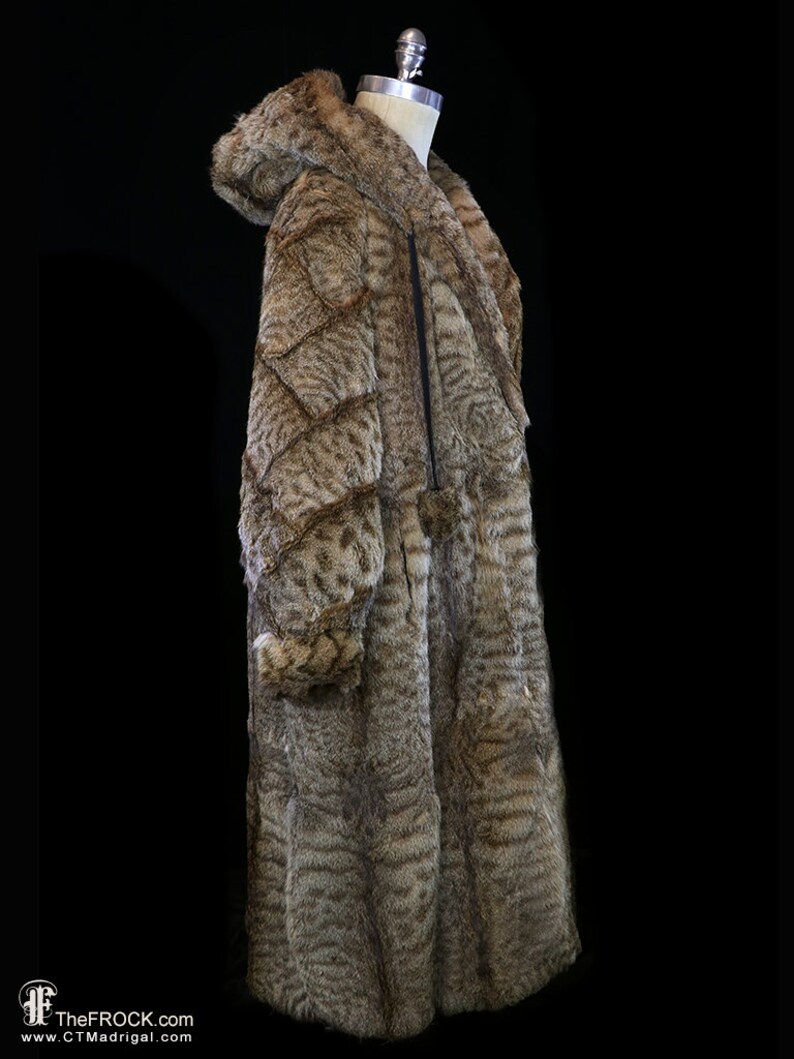 Long Fur Coat Spotted Rabbit Fur Jacket Hood Hooded Animal - Etsy