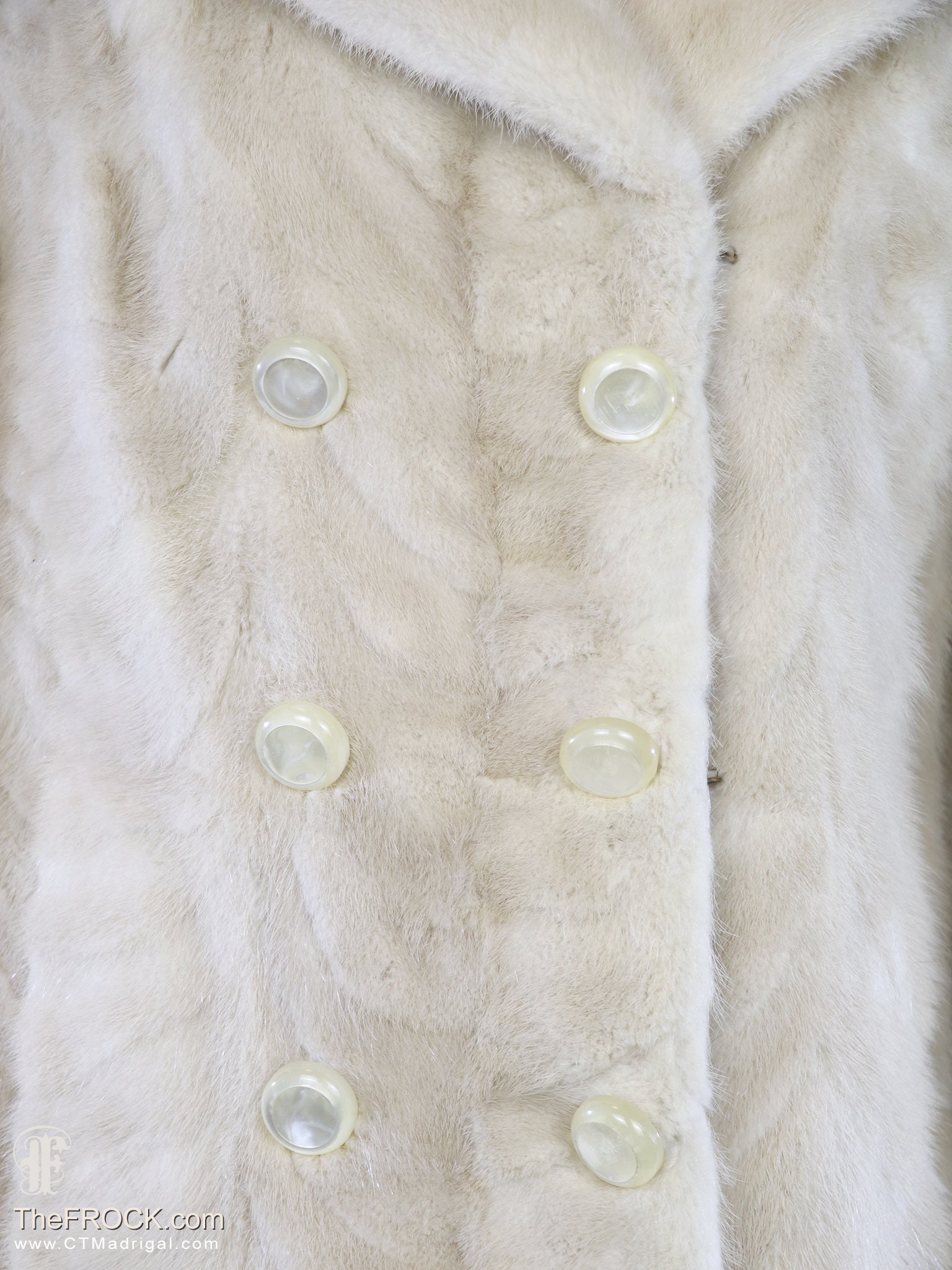 Long GALANOS Mink Coat, Ivory Winter White Fur Long Jacket, Couture ...