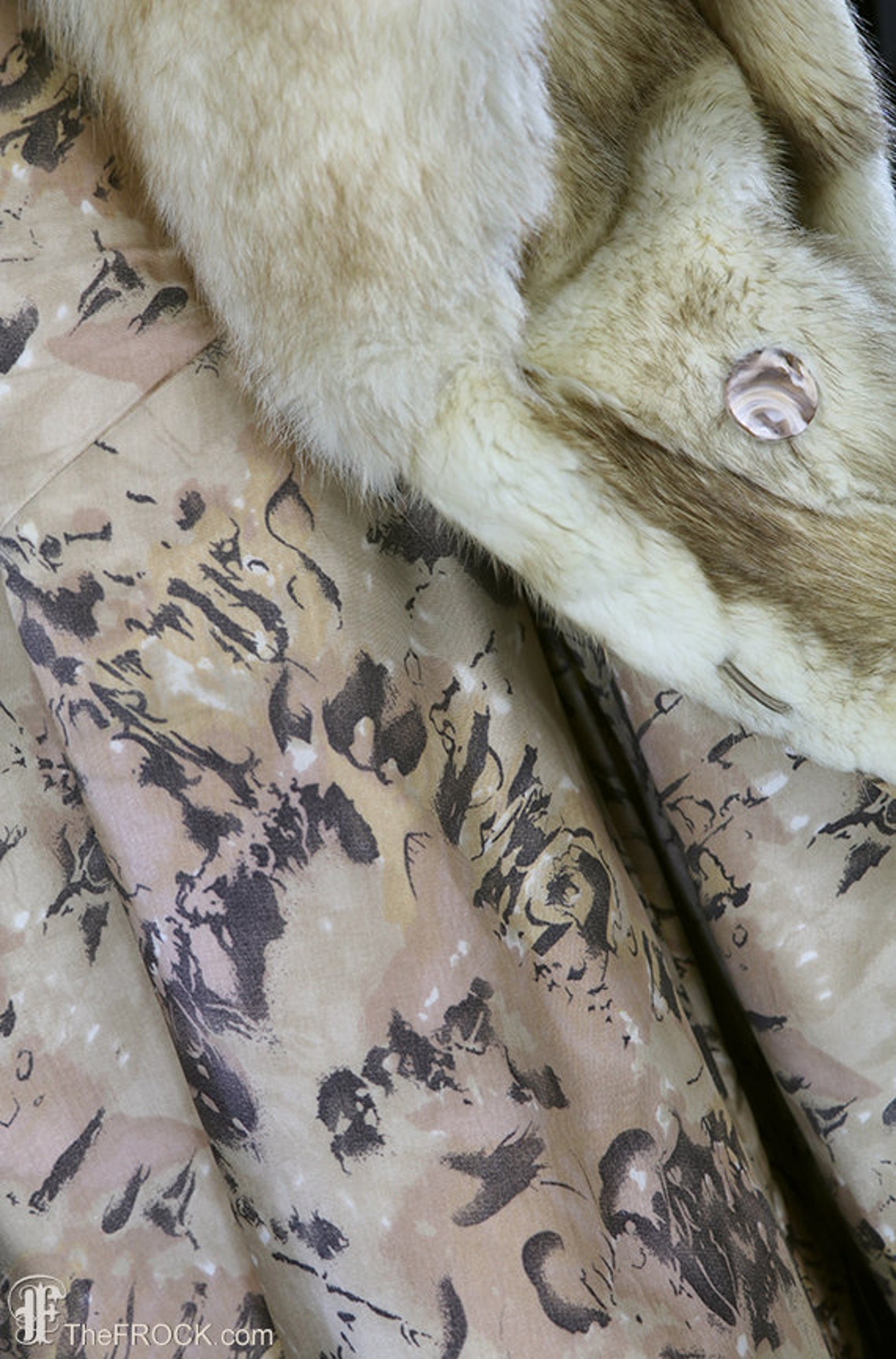 1970s Pierre Balmain Fox Fur Coat Striped Cream Brown Ivory Cream Boho ...