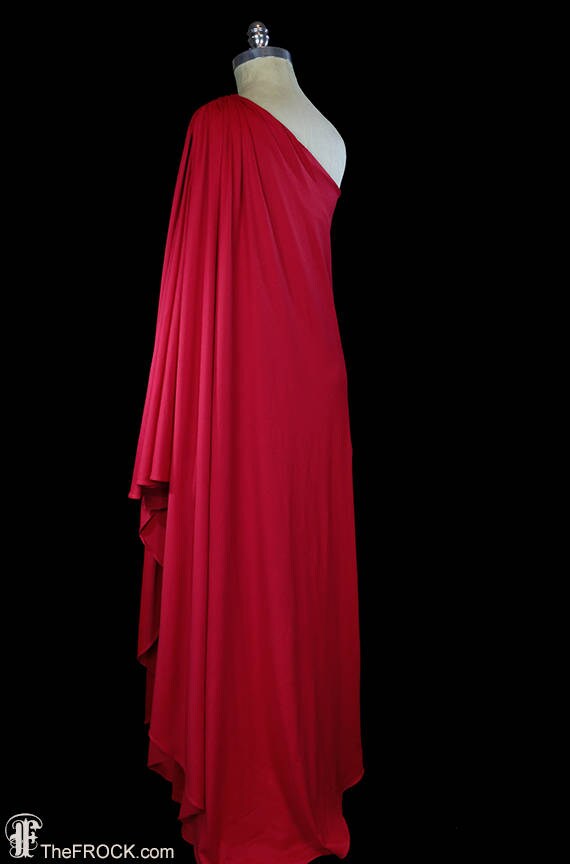 Halston Single Sleeve Toga Dress, Vintage Grecian Goddess Evening Gown ...