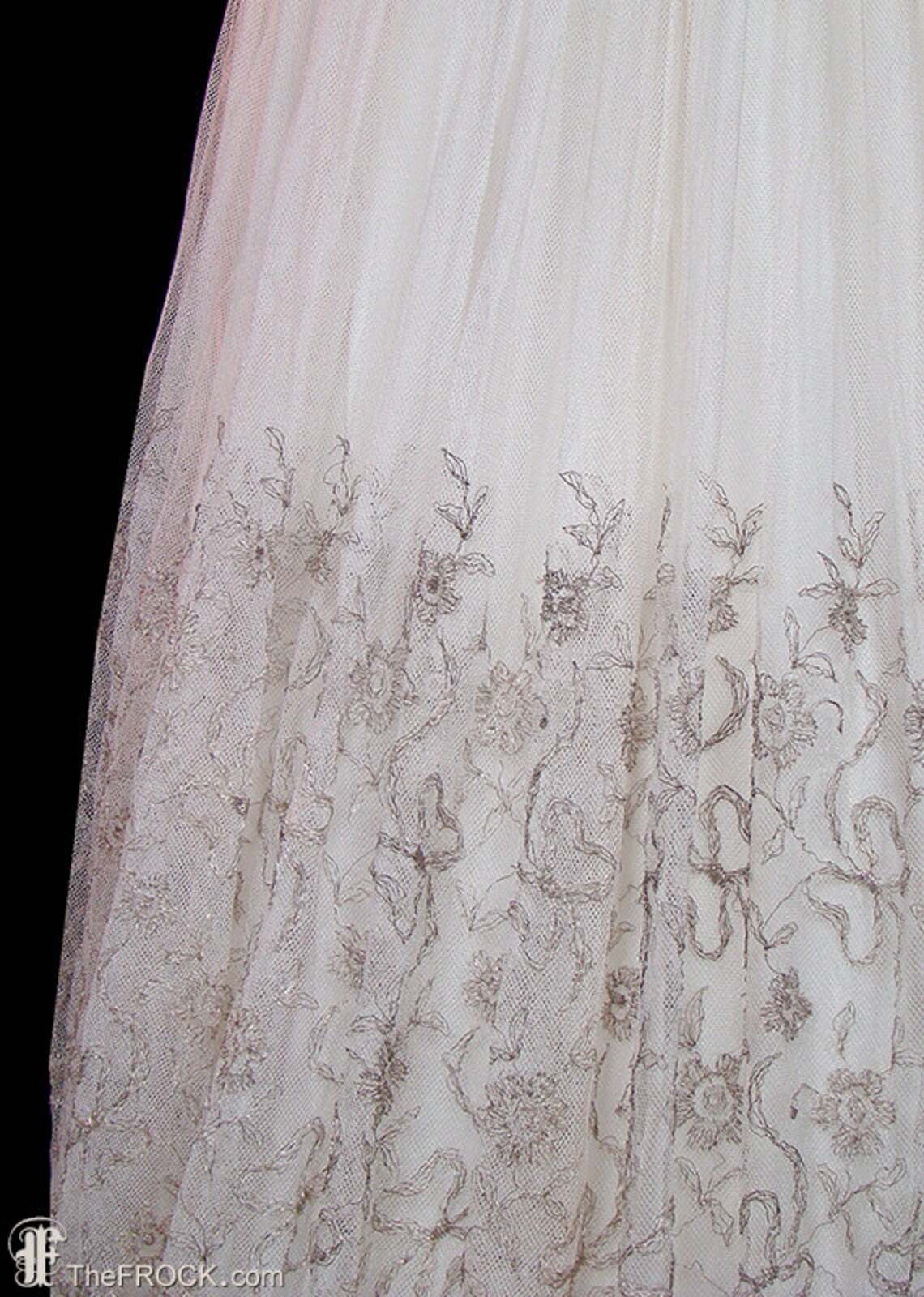 Bob Bugnand Evening or Wedding Dress, Metallic Embroidered Net W/ Silk ...