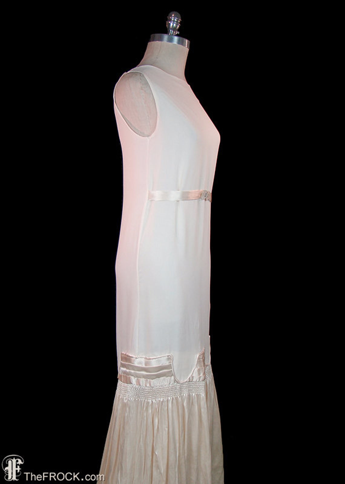Wedding Dress 1920s Flapper Era Vintage Art-deco Ivory Silk Chiffon ...