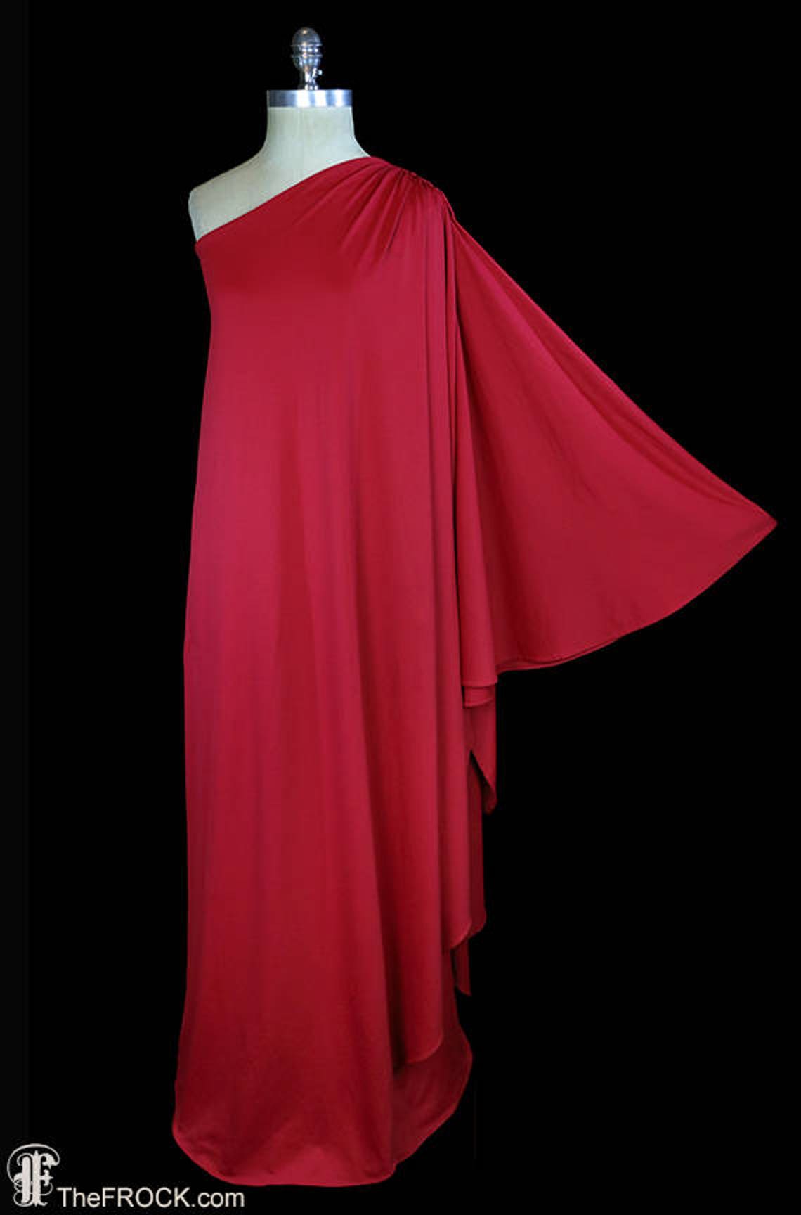 Halston Single Sleeve Toga Dress, Vintage Grecian Goddess Evening Gown ...