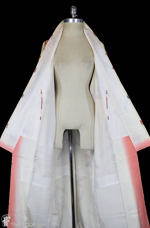 Vintage Silk Kimono, Robe or Coat or Dressing Gown, Long Dramatic ...