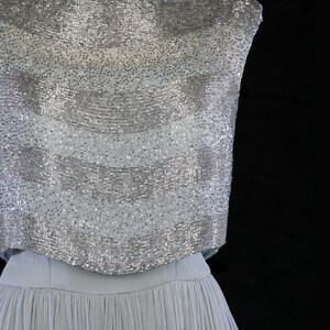 Sally Milgrim Dress, Beaded Chiffon Gown, Sleeveless Gray Silk Evening ...