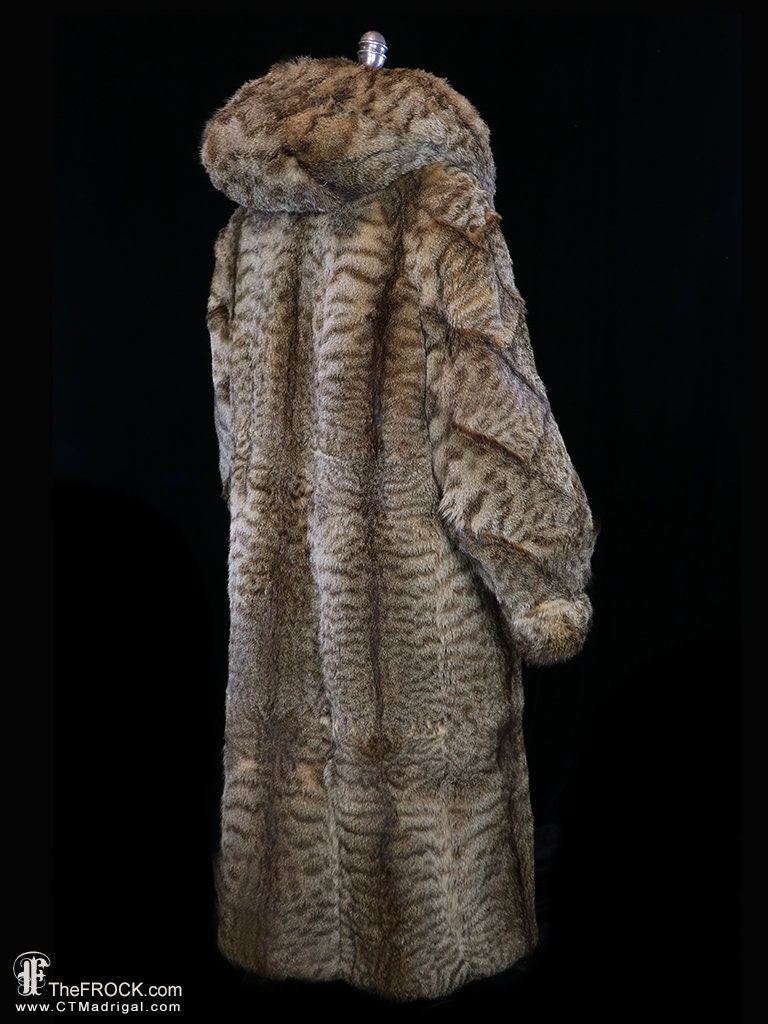 Long Fur Coat, Spotted Rabbit Fur Jacket Hood Hooded, Animal Print ...