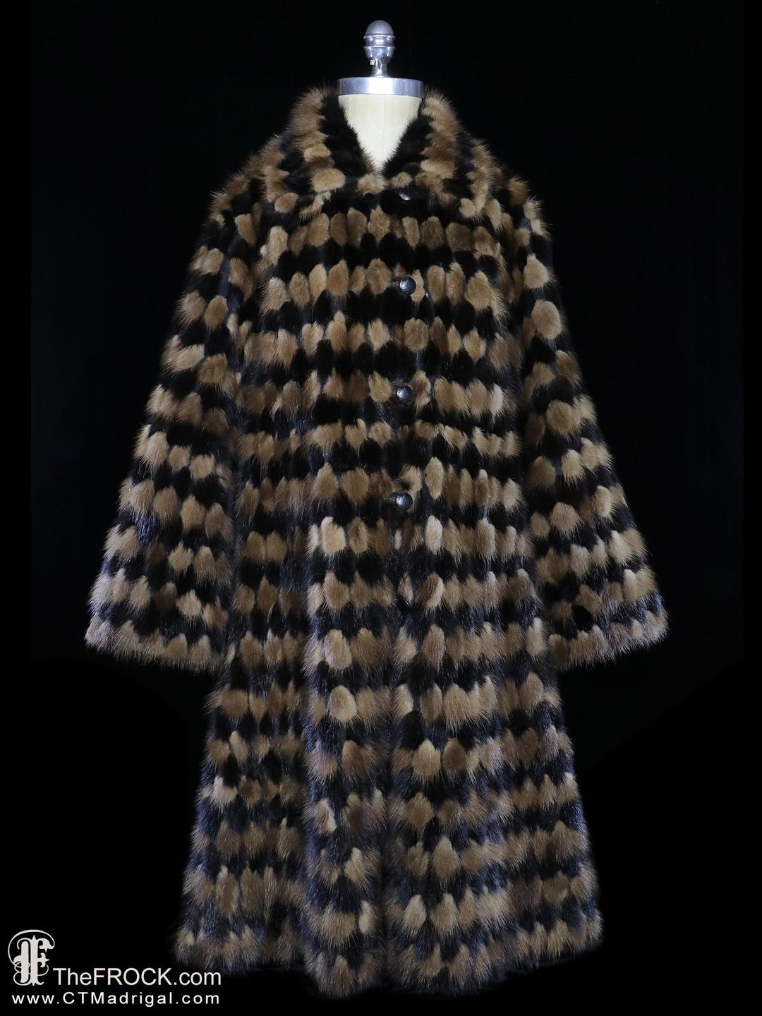 GALANOS Mink Coat Vintage 1980s Fur Jacket Stripe Checkerboard ...
