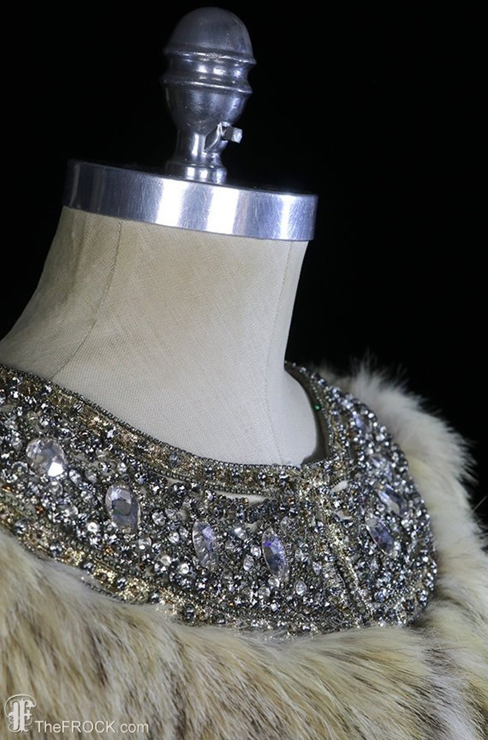 Jeweled Fox Coat, Vintage Beaded Fur Evening Coat, Designer Couture ...