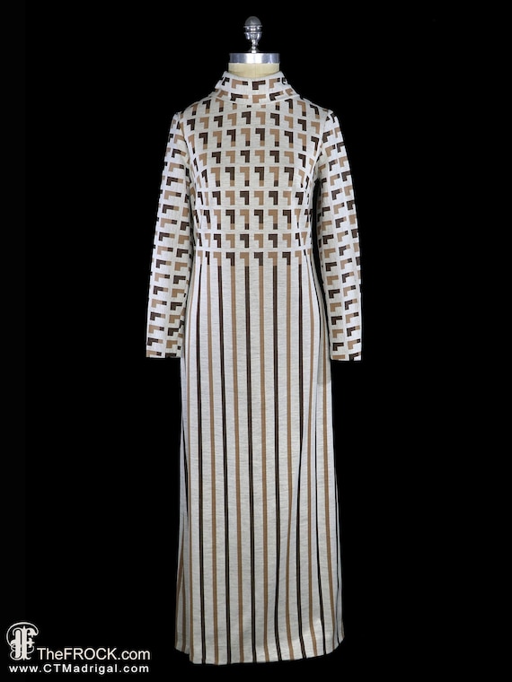 1960s Op Art Maxi Dress Vintage 1970s Gown Cocktail Evening - Etsy