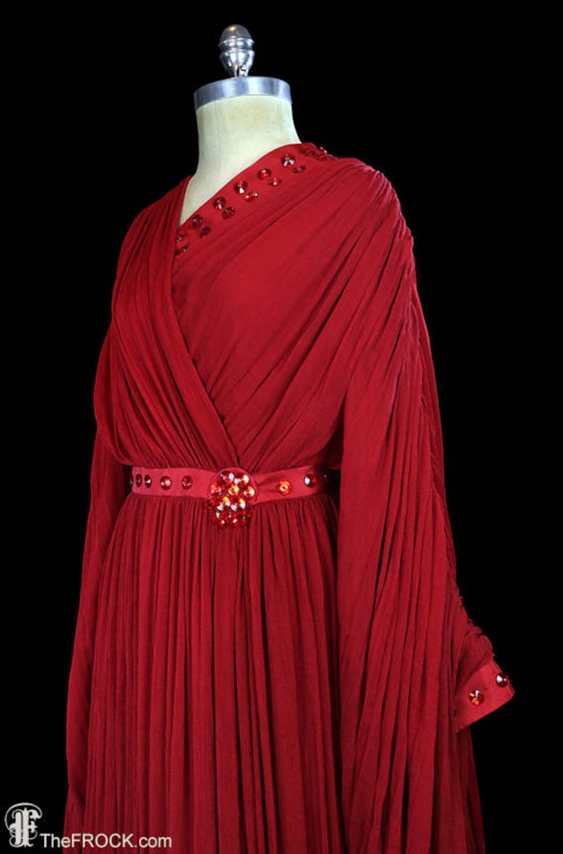1930s Art Deco Kimono Robe, Dressing Gown, Evening Gown, Red Silk ...