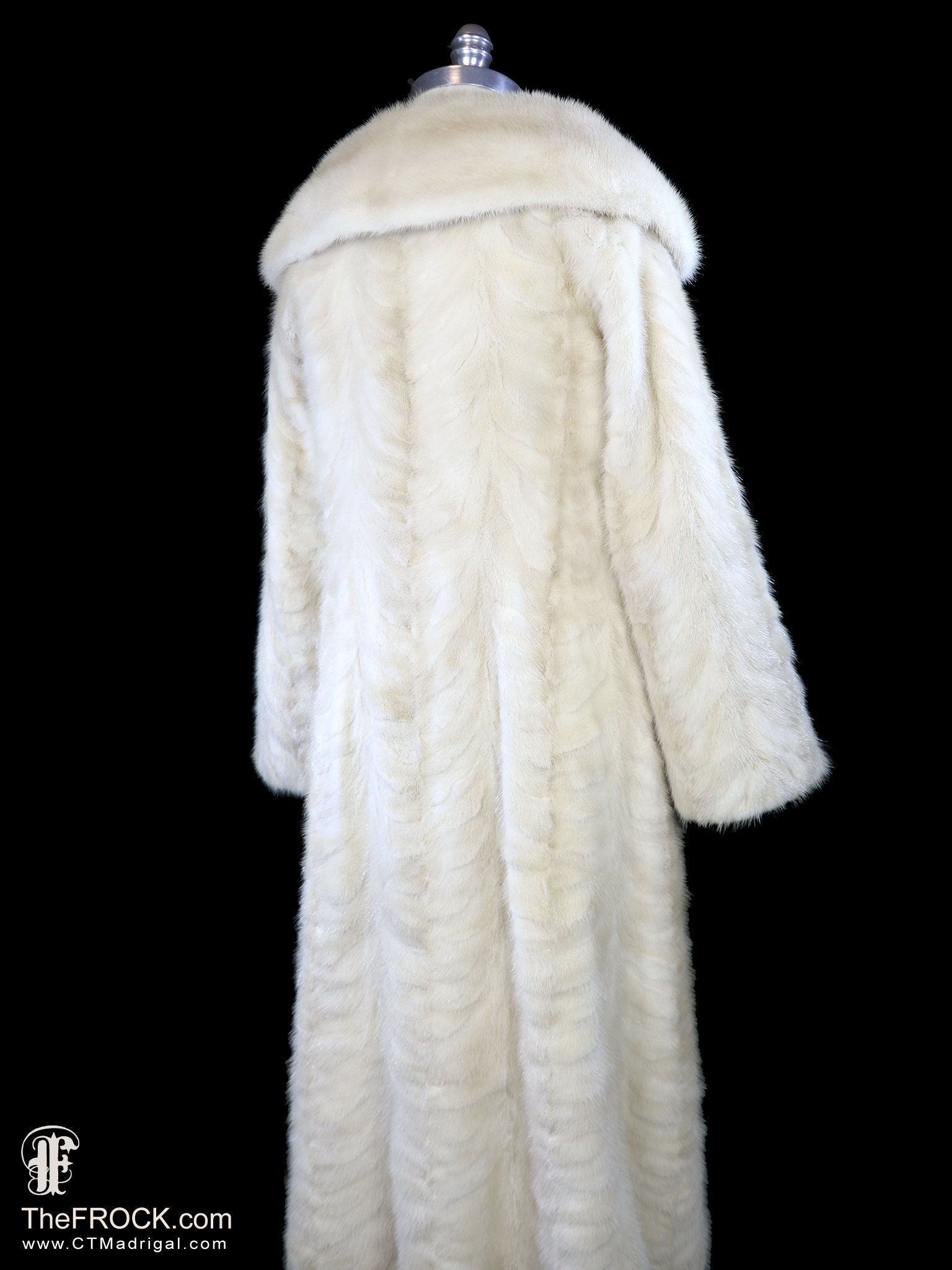 Long GALANOS Mink Coat, Ivory Winter White Fur Long Jacket, Couture ...