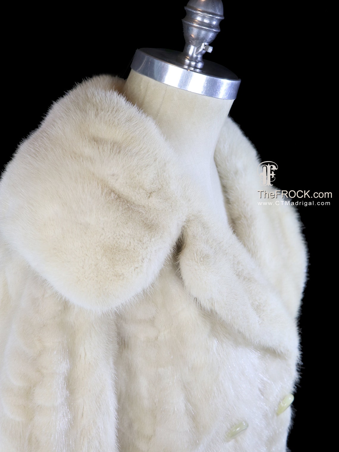 Long GALANOS Mink Coat, Ivory Winter White Fur Long Jacket, Couture ...