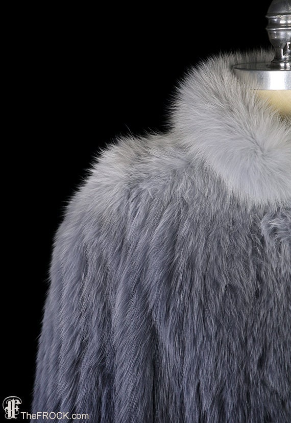 Ombre Gray Fox Jacket, Degrade Fur Coat Vintage, Silver Light Dark Grey ...