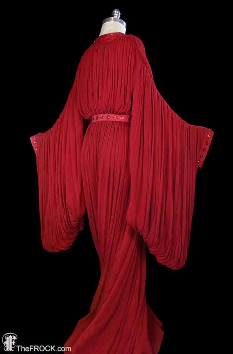 1930s Art Deco Kimono Robe, Dressing Gown, Evening Gown, Red Silk ...