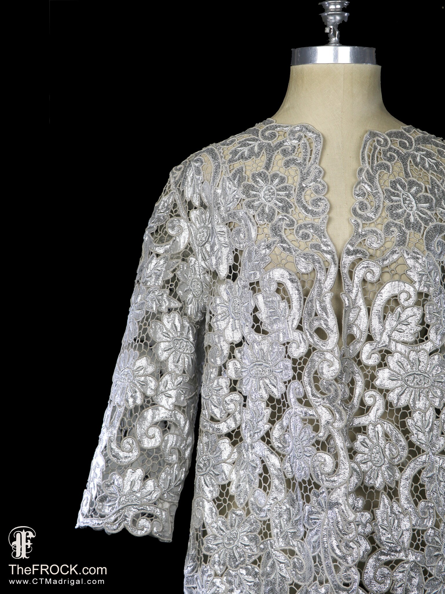 Nettie Rosenstein 1950s Silver Lame Lace Jacket, Vintage 50s Flapper ...