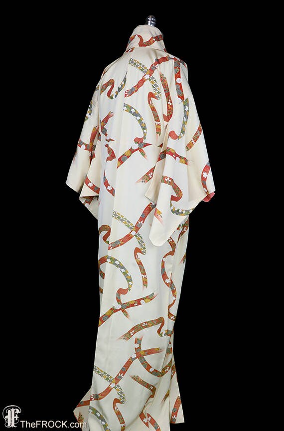 Vintage Silk Kimono, Robe or Coat or Dressing Gown, Long Dramatic ...
