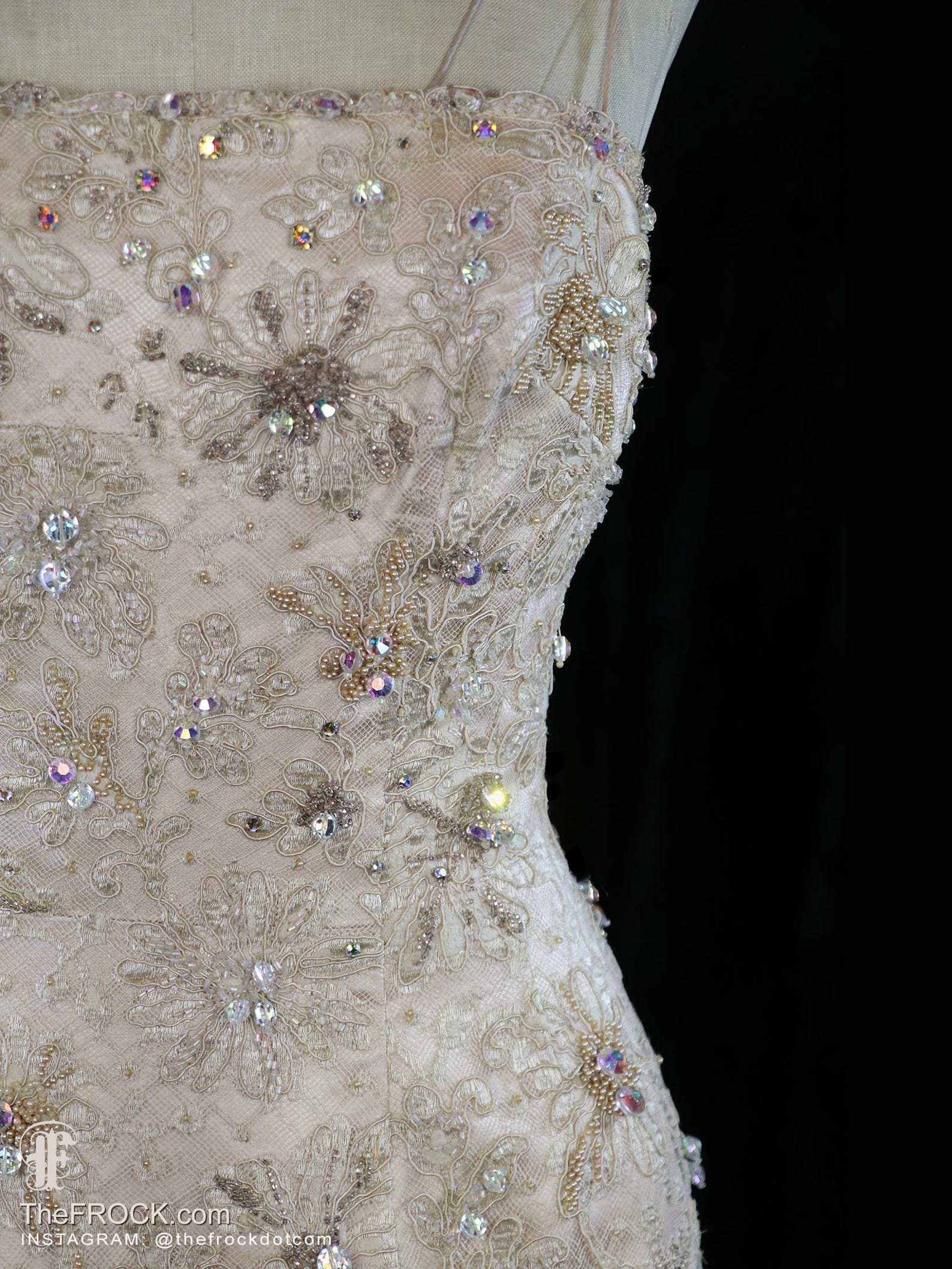 Madame Etoile Gown, 1950s Couture Lace Dress Beaded Crystal Jeweled ...