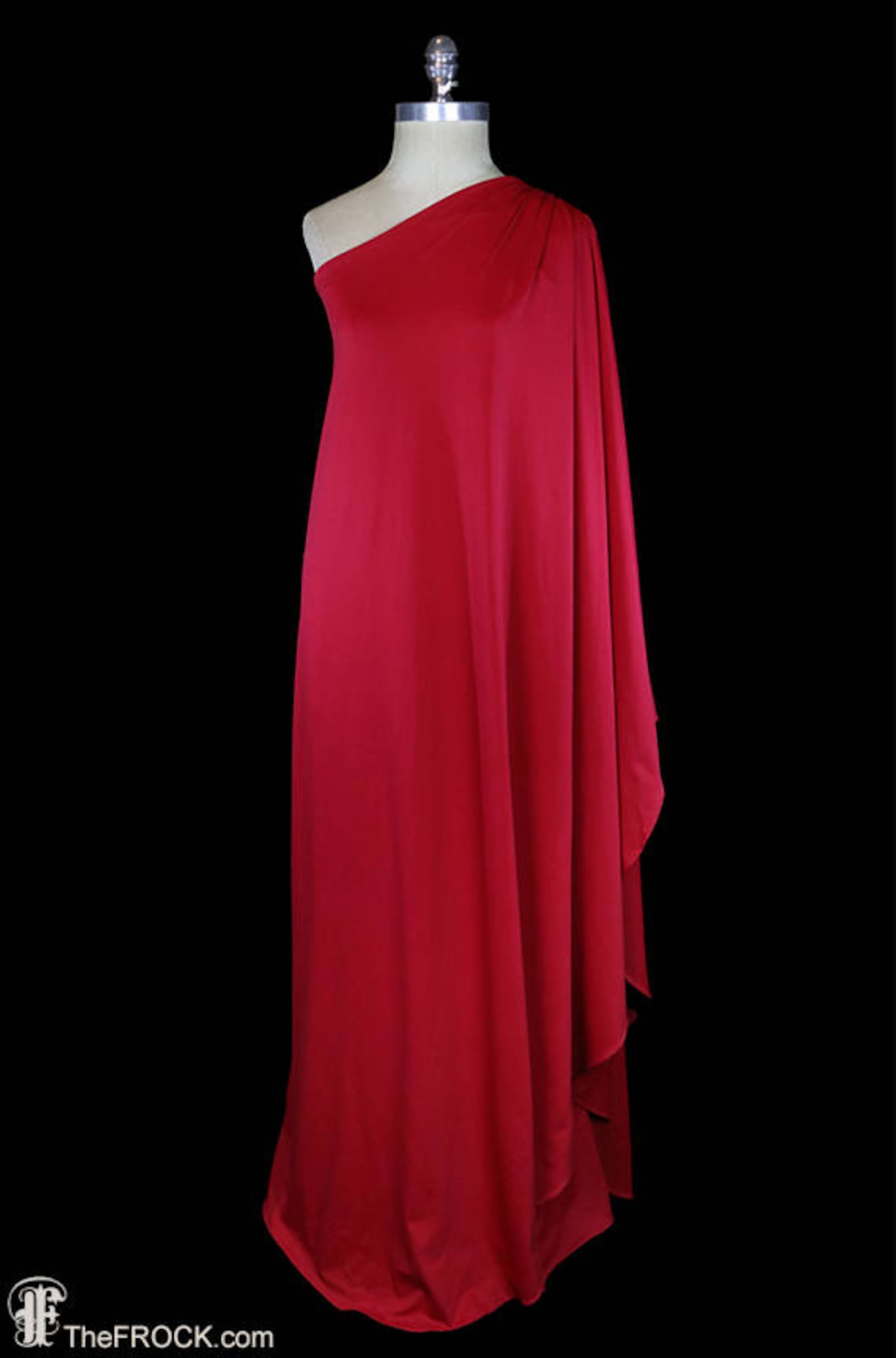 Halston Single Sleeve Toga Dress, Vintage Grecian Goddess Evening Gown ...