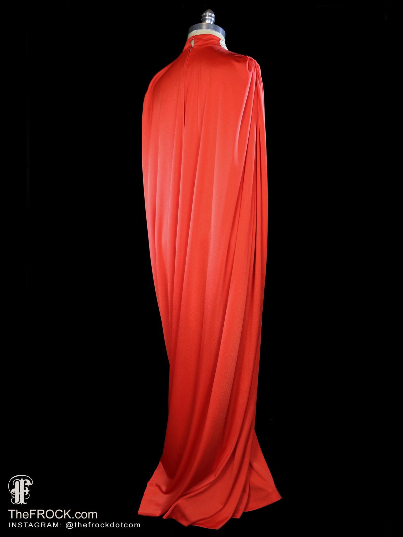 MARTHA Red Orange Jersey Maxi Dress Gown With Beaded Jewel Fringe ...