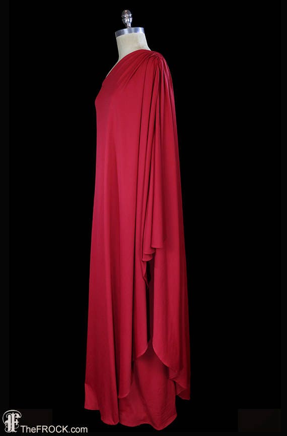 Halston Single Sleeve Toga Dress, Vintage Grecian Goddess Evening Gown ...