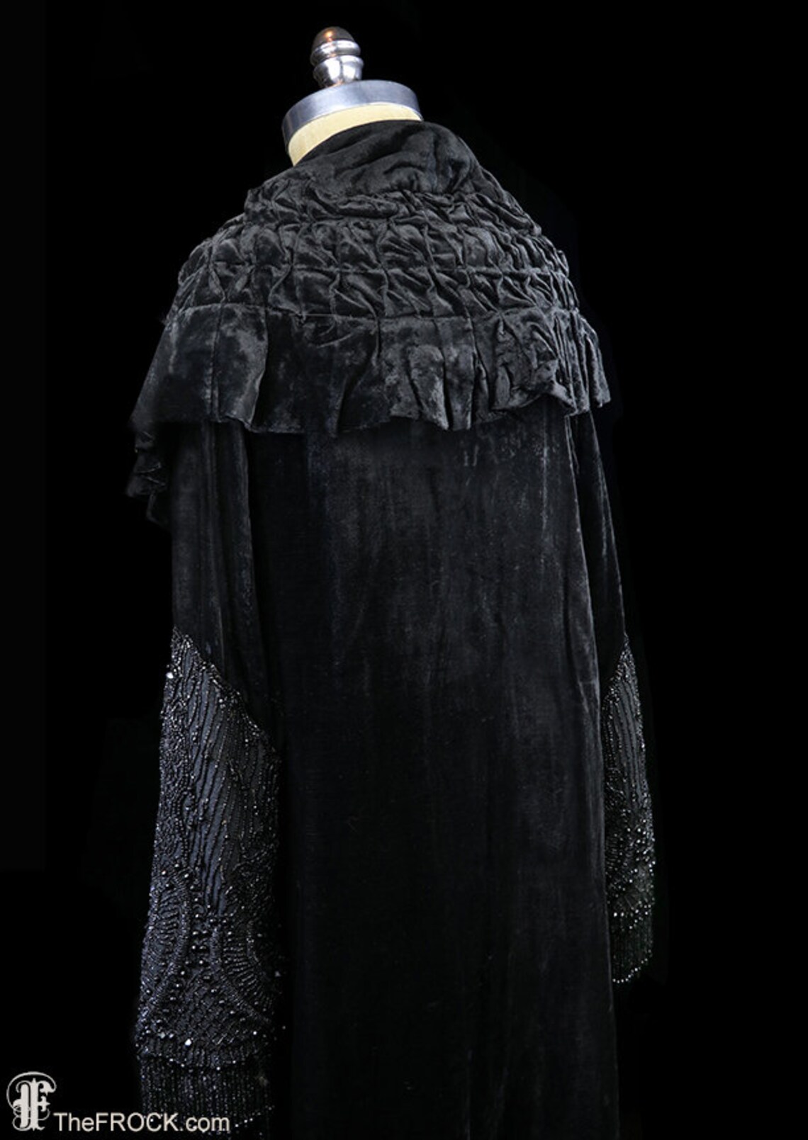 Antique Jet Beaded Coat, Black Velvet Silk Jacket, Victorian 1800s 1910 ...