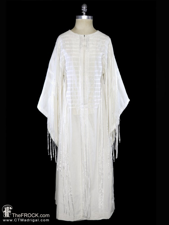 Josefa Ibarra dress 1960s 1970s ivory white maxi boho… - Gem