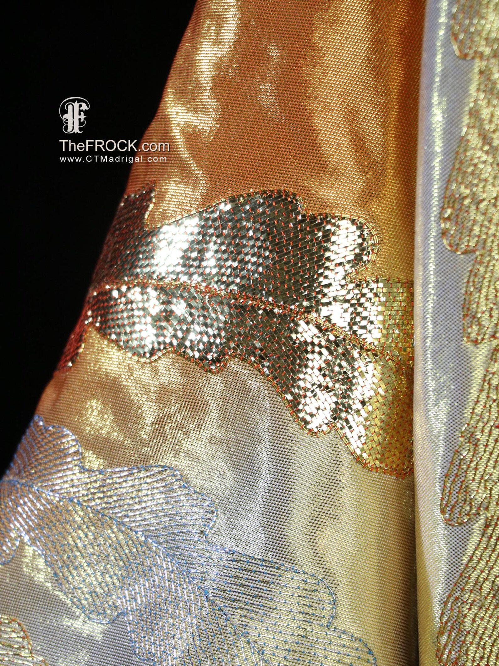 Gold Metallic Opera Coat Kimono Sleeves Fur Collar Ivory Rabbit Gold ...