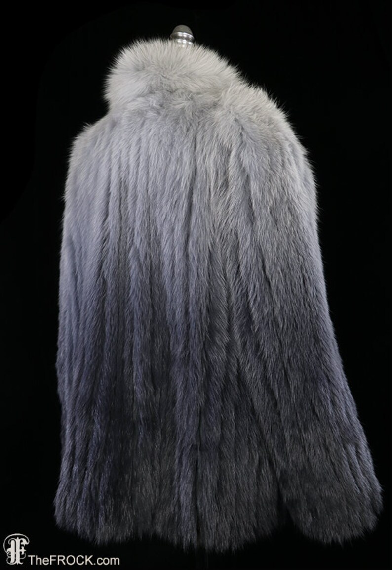 Ombre Gray Fox Jacket, Degrade Fur Coat Vintage, Silver Light Dark Grey ...