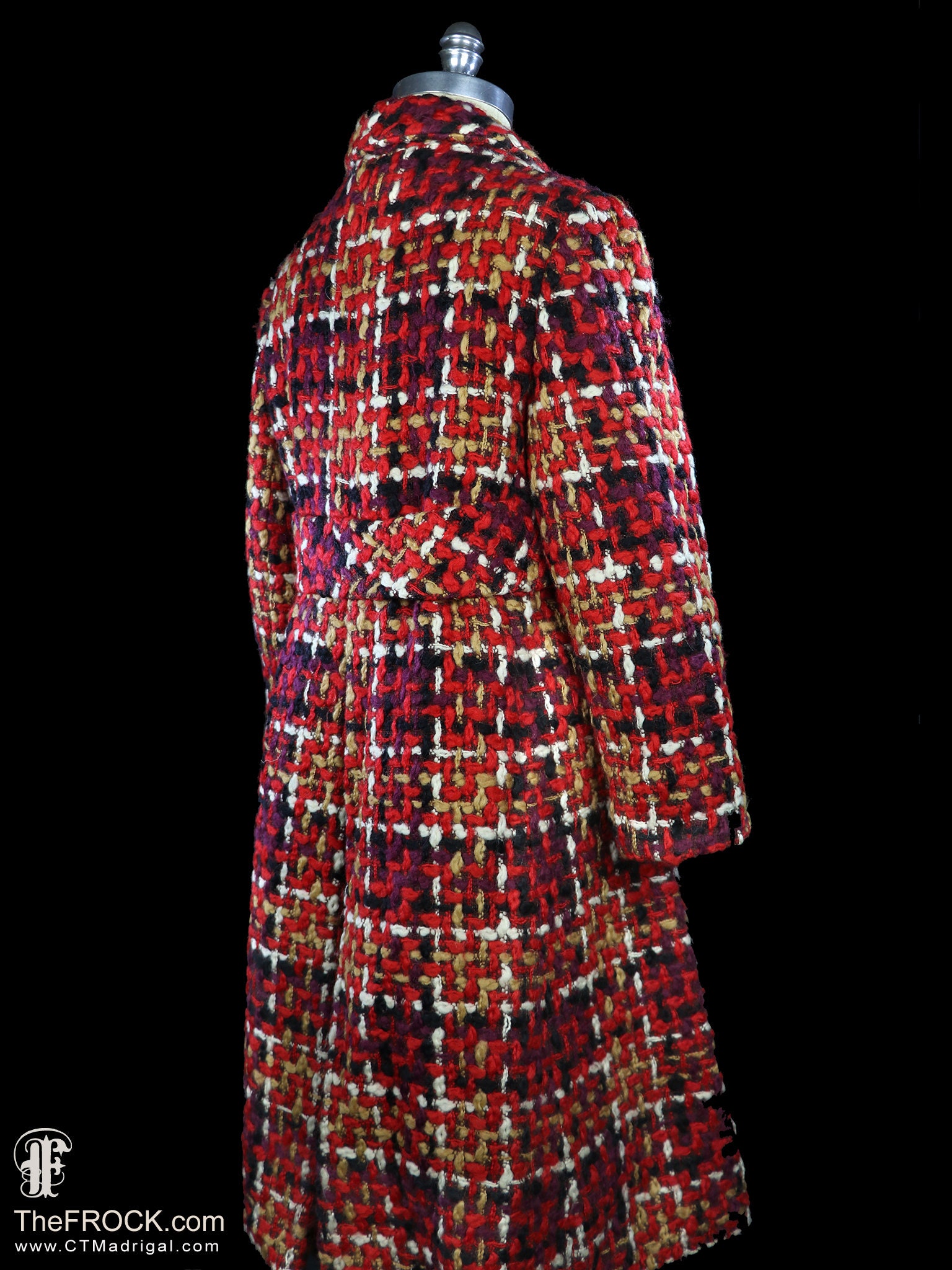 Hubert Latimer for IRENE Chunk Wool Coat With Logo Belt, Red Black ...