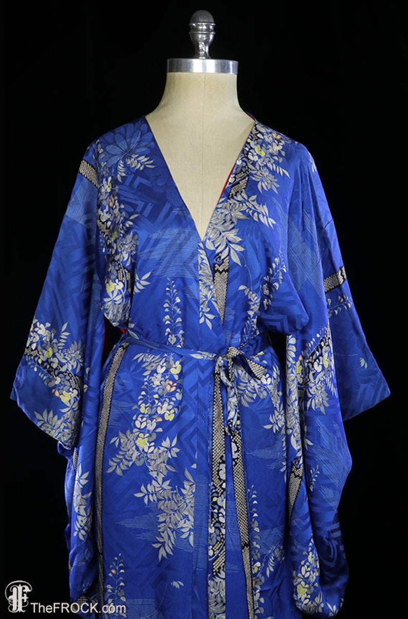 Antique 1920s Robe, Belted Silk Kimono Style Dressing Gown Art Deco ...