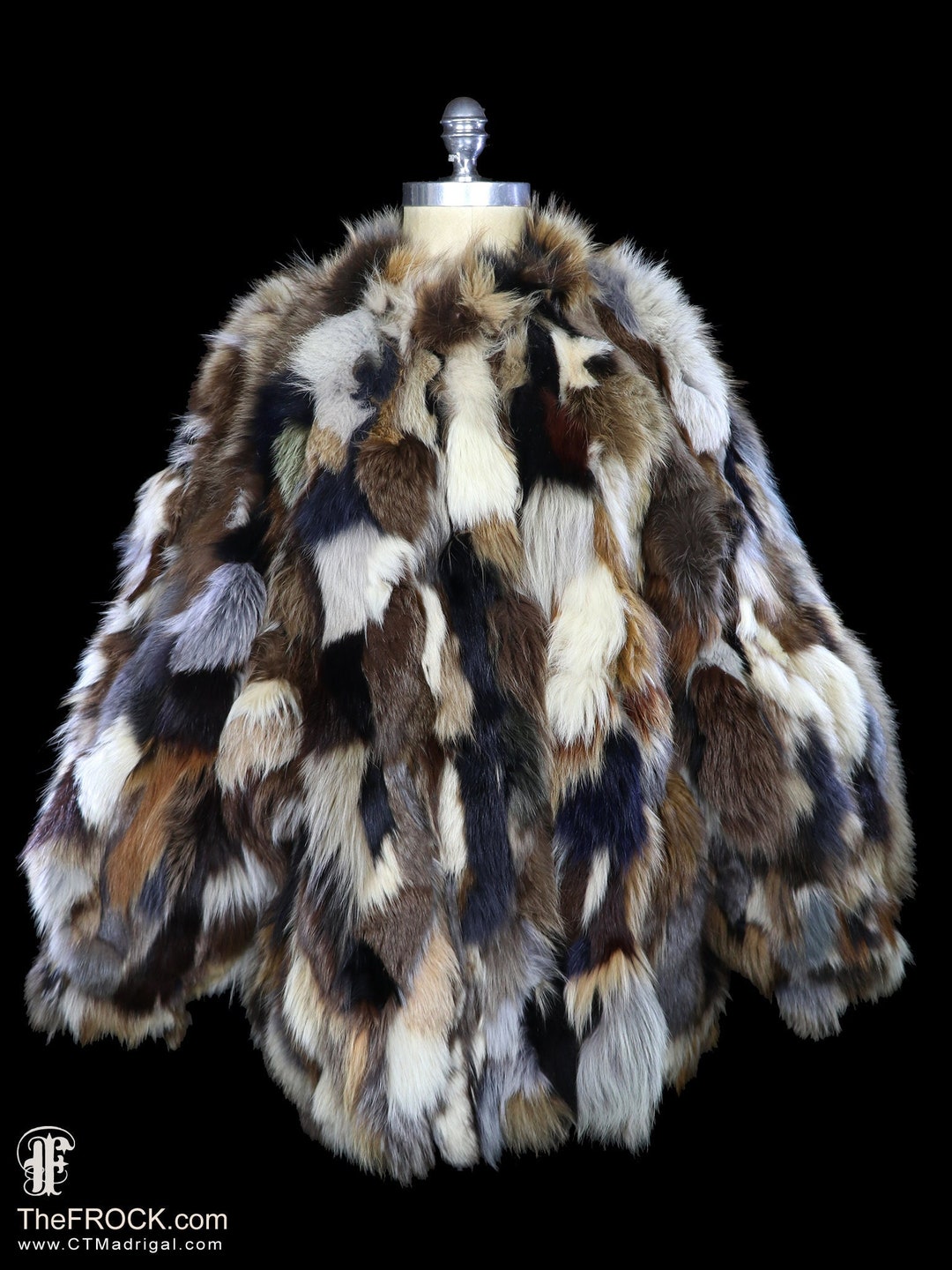 Fox Coat Jacket, Multi Color Patchwork Fur Jacket, Winter Warm Hippie ...