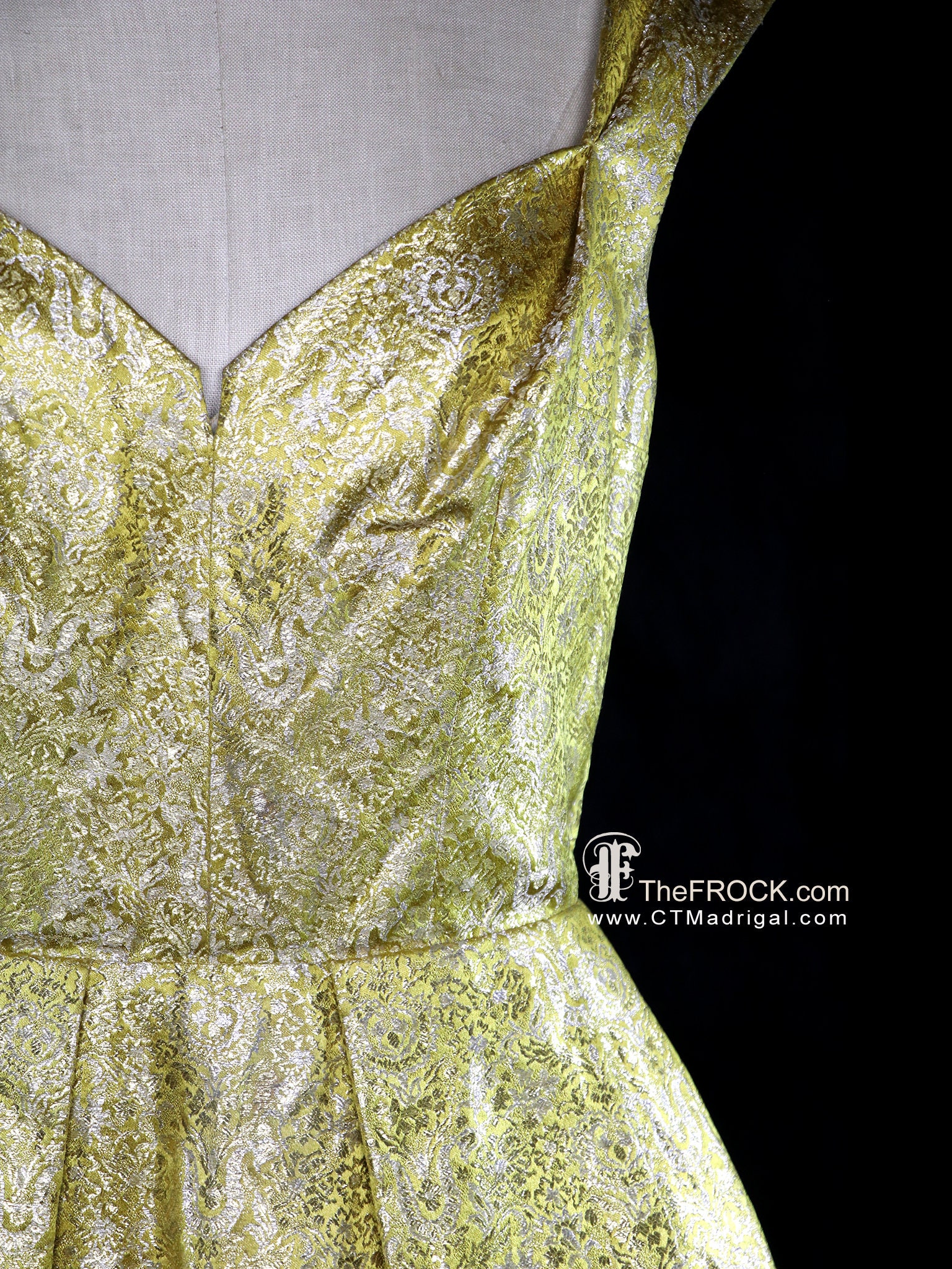 Sally Milgrim 1950s Gold Metallic Lame Brocade Dress, Mink Sable Fur ...
