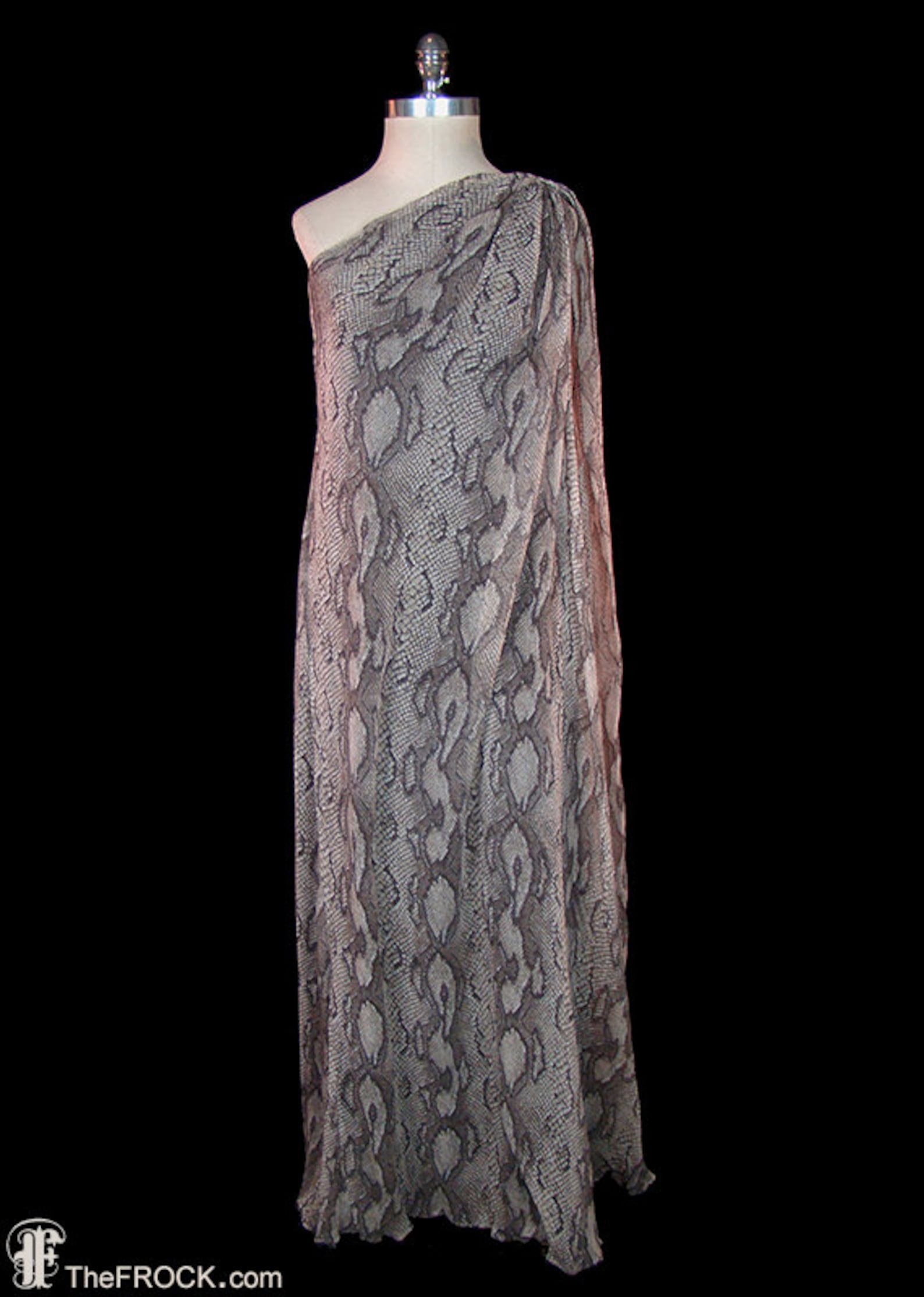 Givenchy Vintage Toga Dress, Snake Reptile Print Chiffon Gown ...