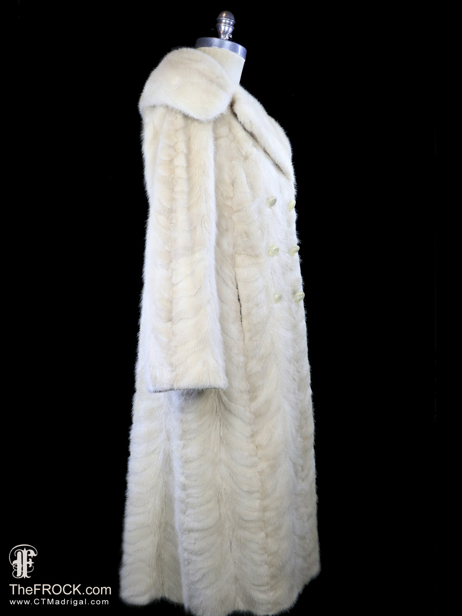 Long GALANOS Mink Coat, Ivory Winter White Fur Long Jacket, Couture ...