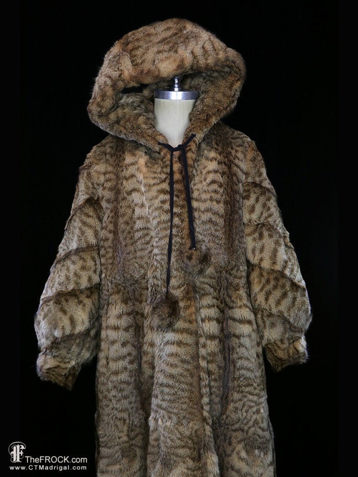 Long Fur Coat, Spotted Rabbit Fur Jacket Hood Hooded, Animal Print ...