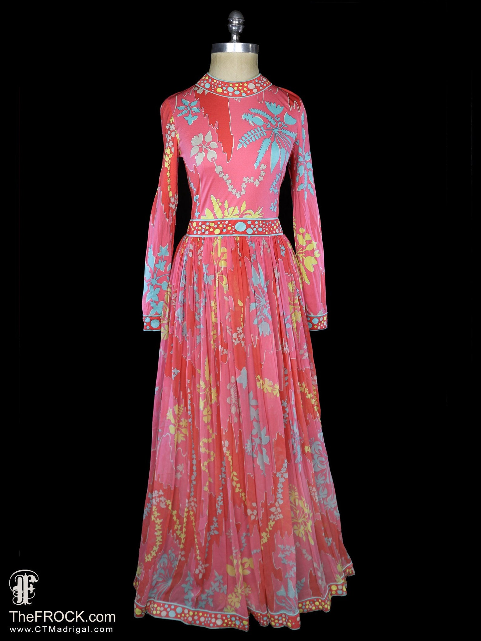 Averardo Bessi Maxi Dress, 1960s 1970s Pink Silk Jersey Chiffon Gown ...