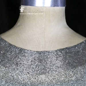 Sally Milgrim Dress, Beaded Chiffon Gown, Sleeveless Gray Silk Evening ...