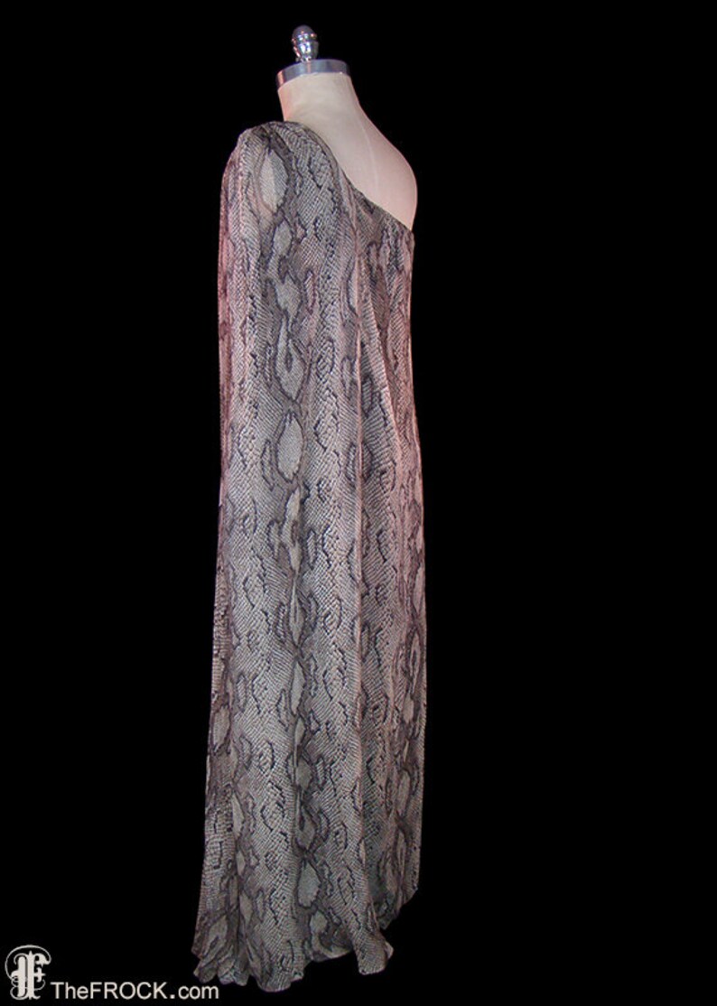 Givenchy Vintage Toga Dress, Snake Reptile Print Chiffon Gown ...