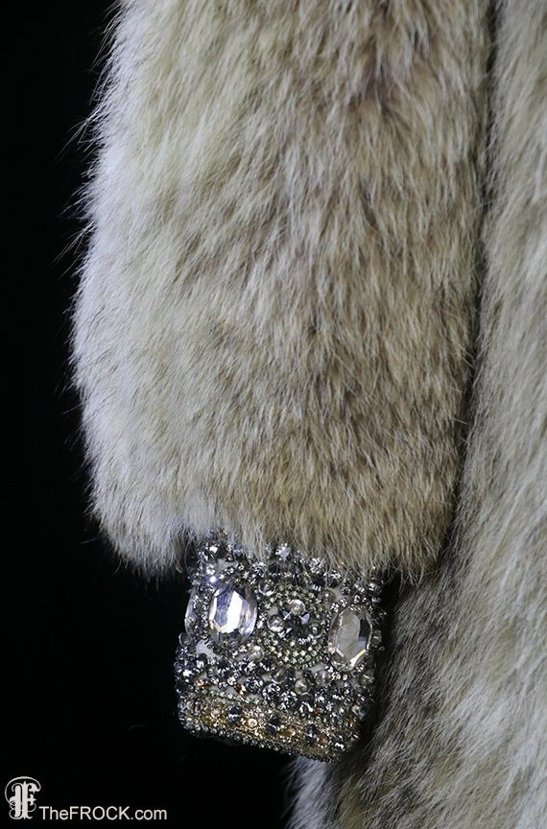 Jeweled Fox Coat, Vintage Beaded Fur Evening Coat, Designer Couture ...
