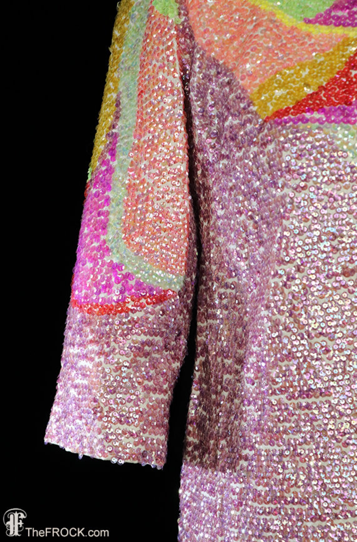 Pauline Trigere 1960s Psychedelic Sequined Dress, Beaded Avant Garde ...