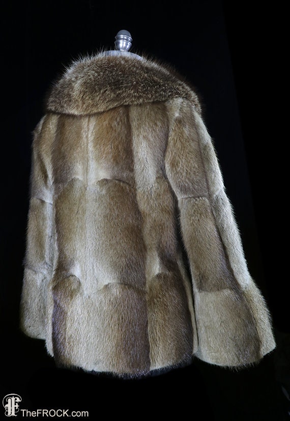 1970s Pierre Balmain fur jacket, brown ivory, boho bo… - Gem