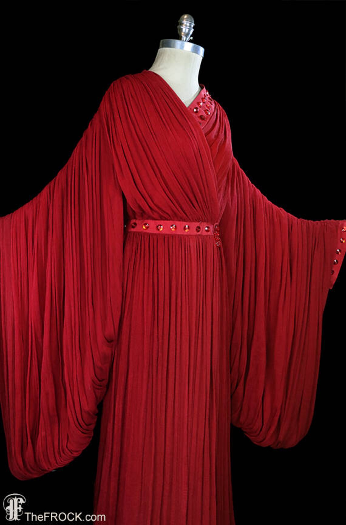 1930s Art Deco Kimono Robe, Dressing Gown, Evening Gown, Red Silk ...