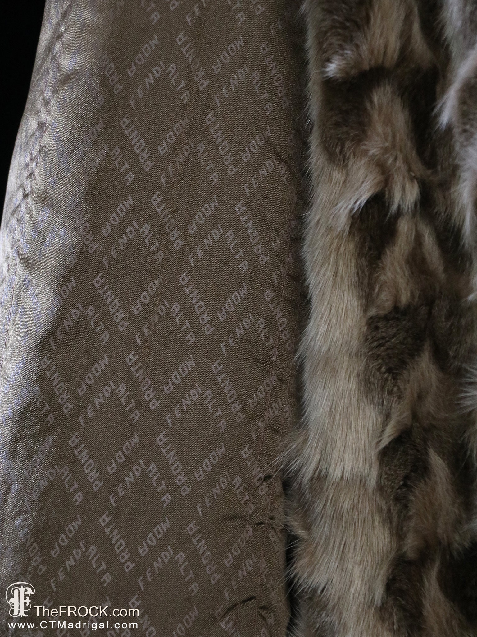 FENDI Logo Fox Fur Coat, Mongolian Lamb Fur Collar Trim FENDI Logo Fox Fur Coat, Mongolian Lamb Fur Collar Trim