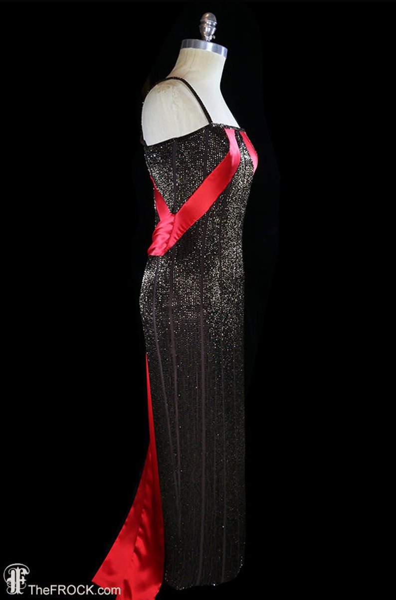 Yves Saint Laurent Beaded Gown, YSL Red Carpet Dress, Sleeveless, Red ...