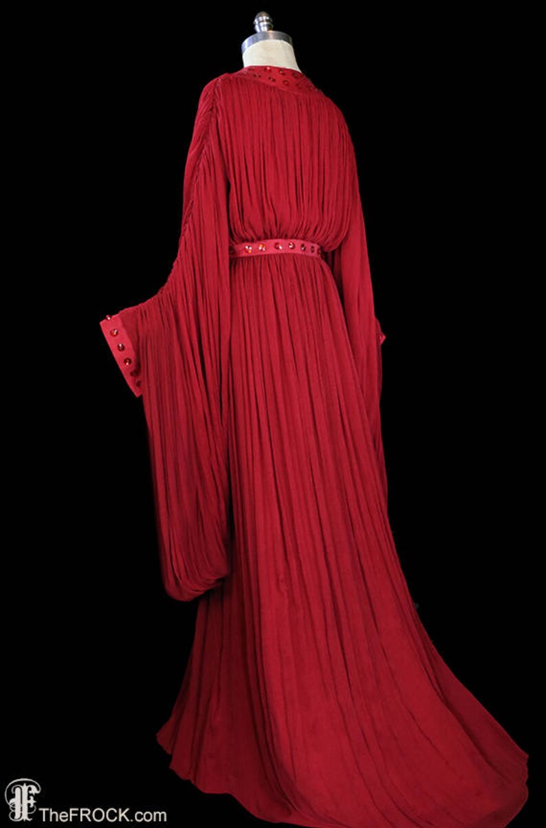 1930s Art Deco Kimono Robe, Dressing Gown, Evening Gown, Red Silk ...