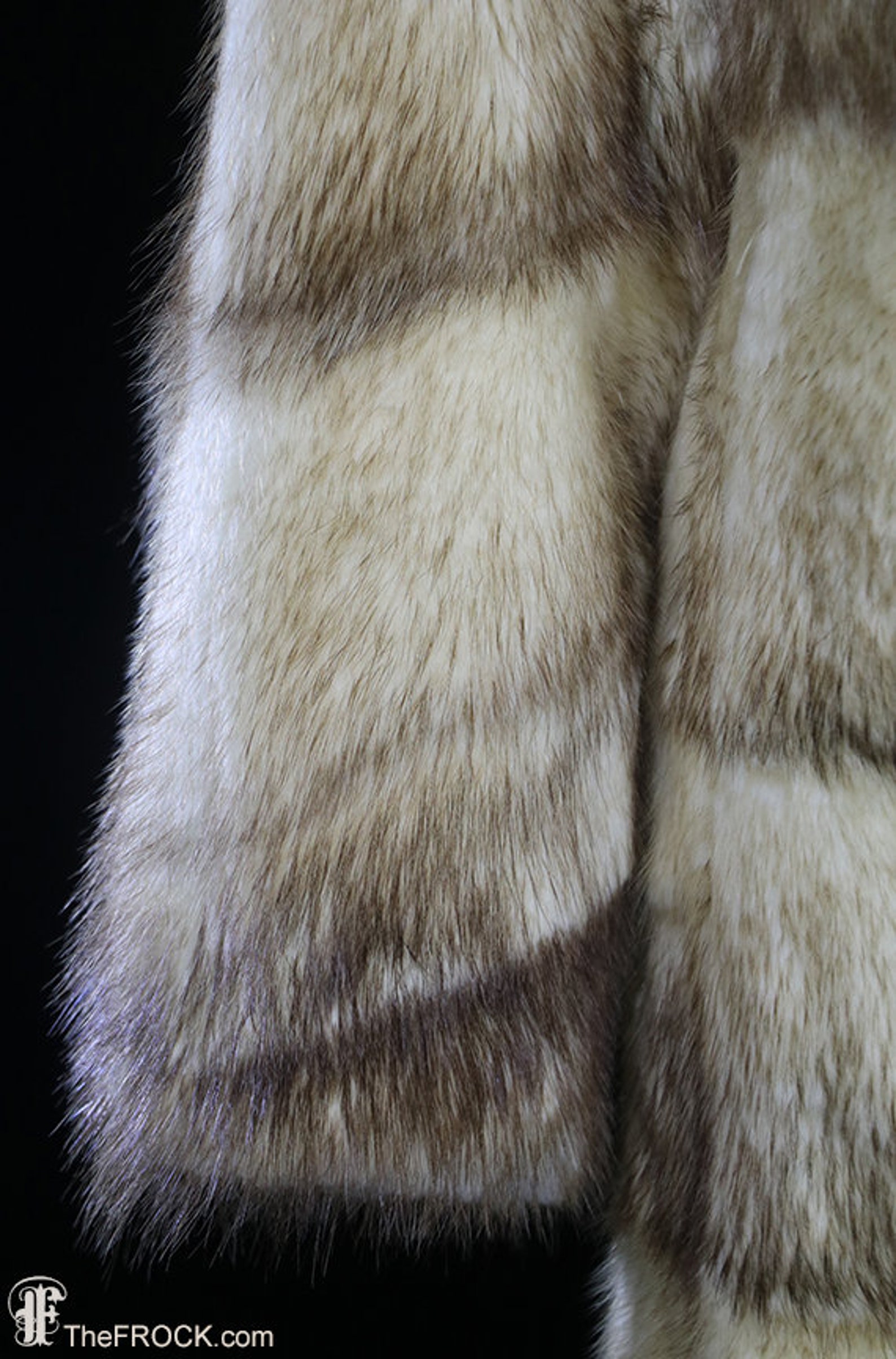 1970s Pierre Balmain Fox Fur Coat Striped Cream Brown Ivory Cream Boho ...