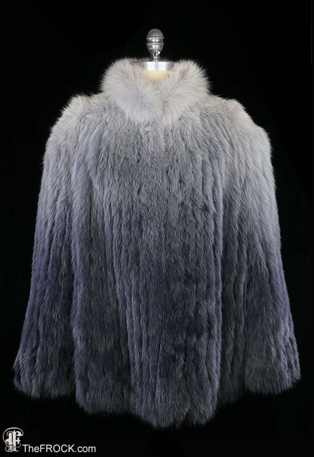 Ombre Gray Fox Jacket, Degrade Fur Coat Vintage, Silver Light Dark Grey ...