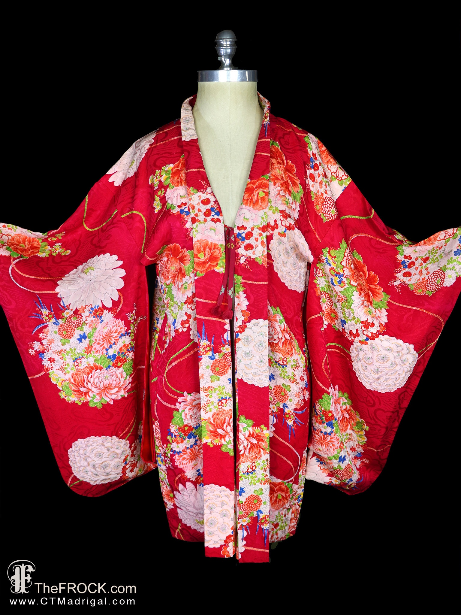 Antique Silk Haori Kimono, Robe or Jacket or Dressing Gown, Floral ...