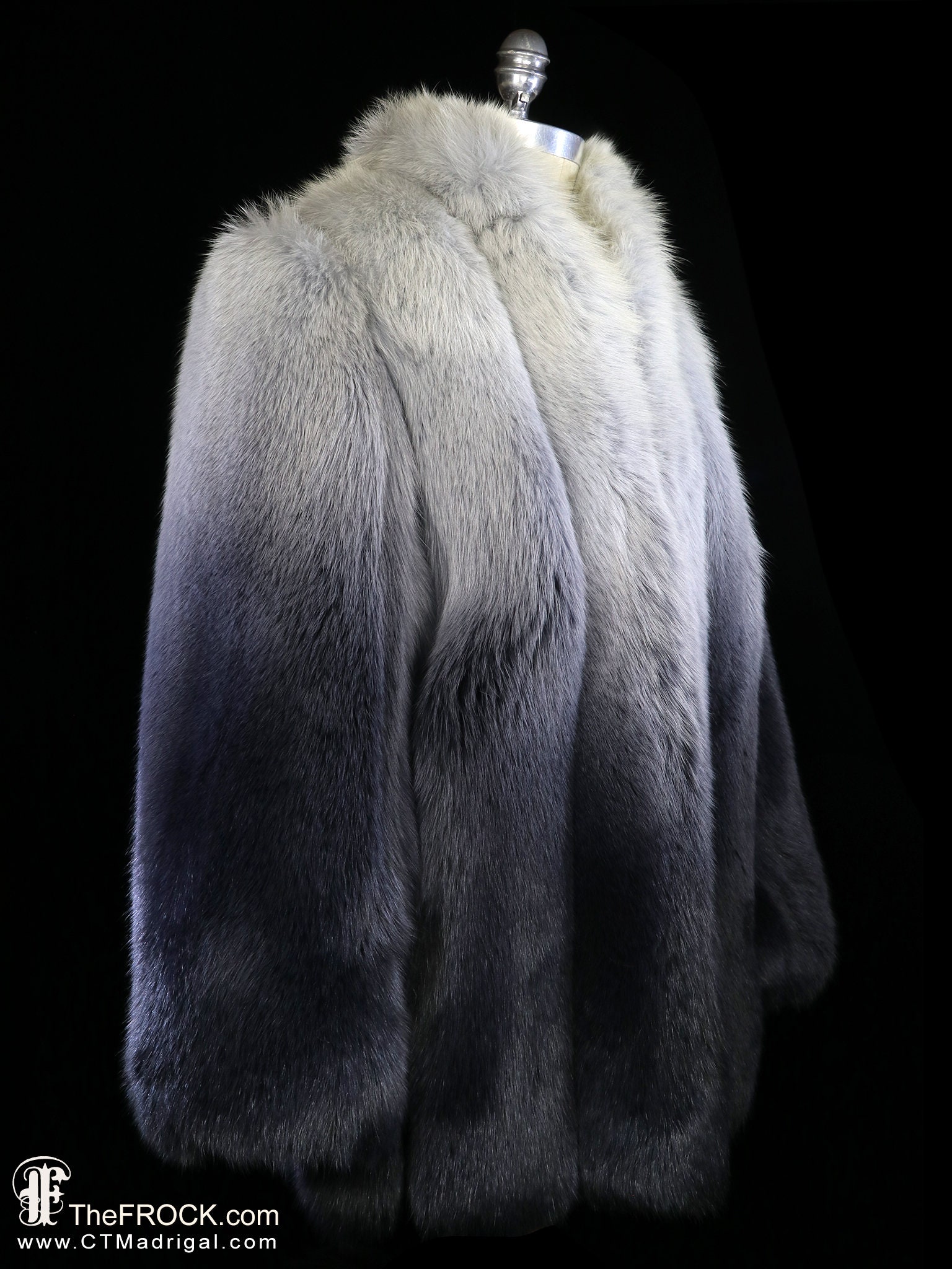 Ombre Gray Fox Jacket, Degrade Fur Coat Vintage, Silver Light Dark Grey ...