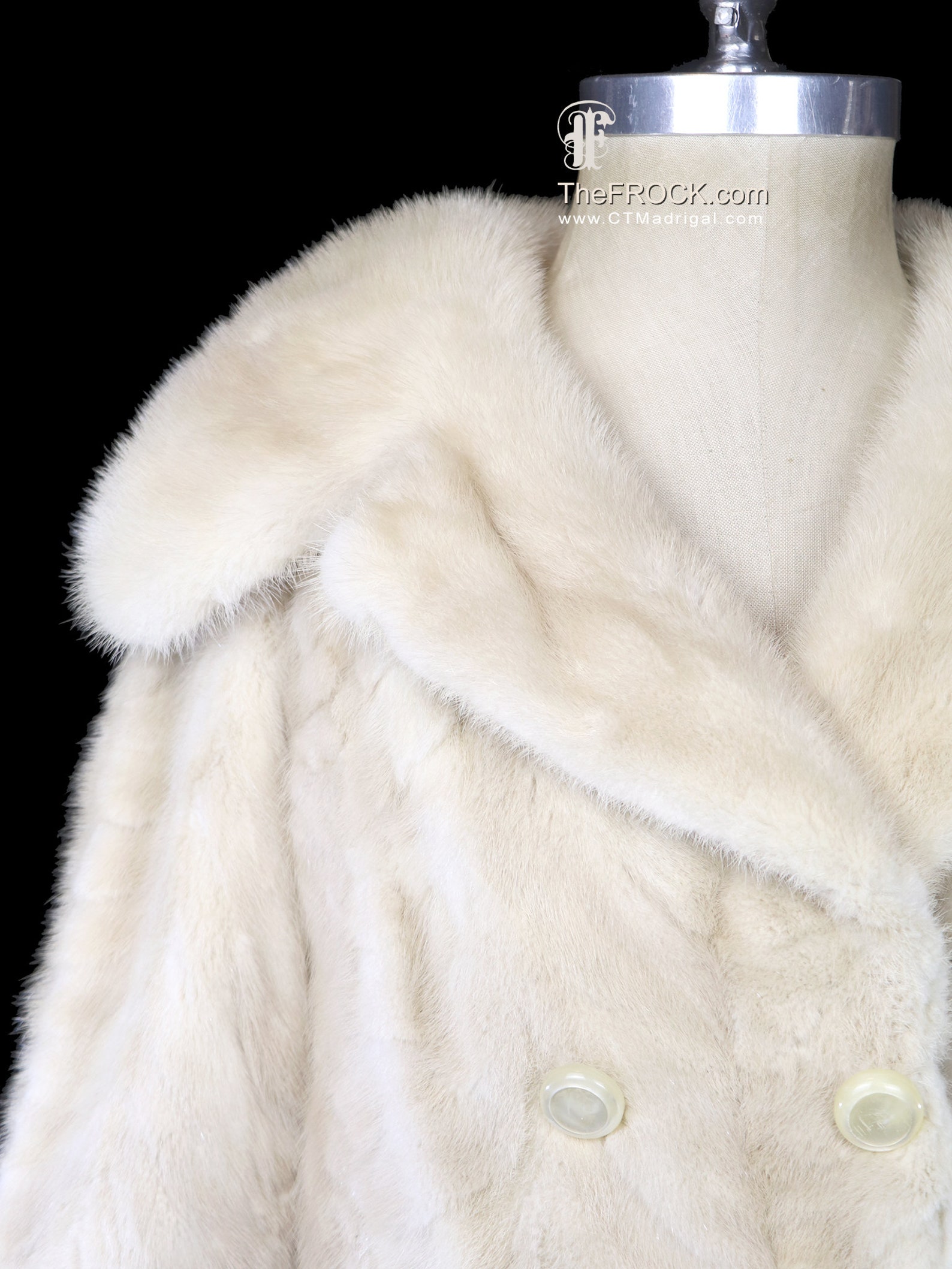 Long GALANOS Mink Coat, Ivory Winter White Fur Long Jacket, Couture ...